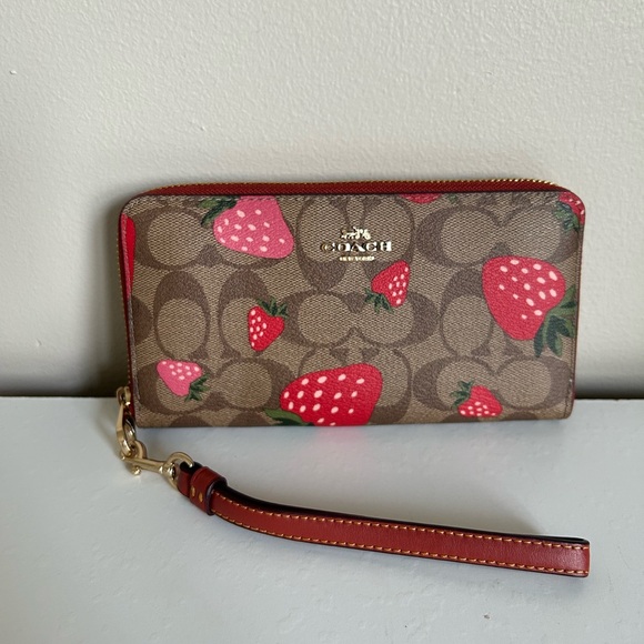Coach | Bags | Coach Strawberry Print Wristlet Wallet | Poshmark